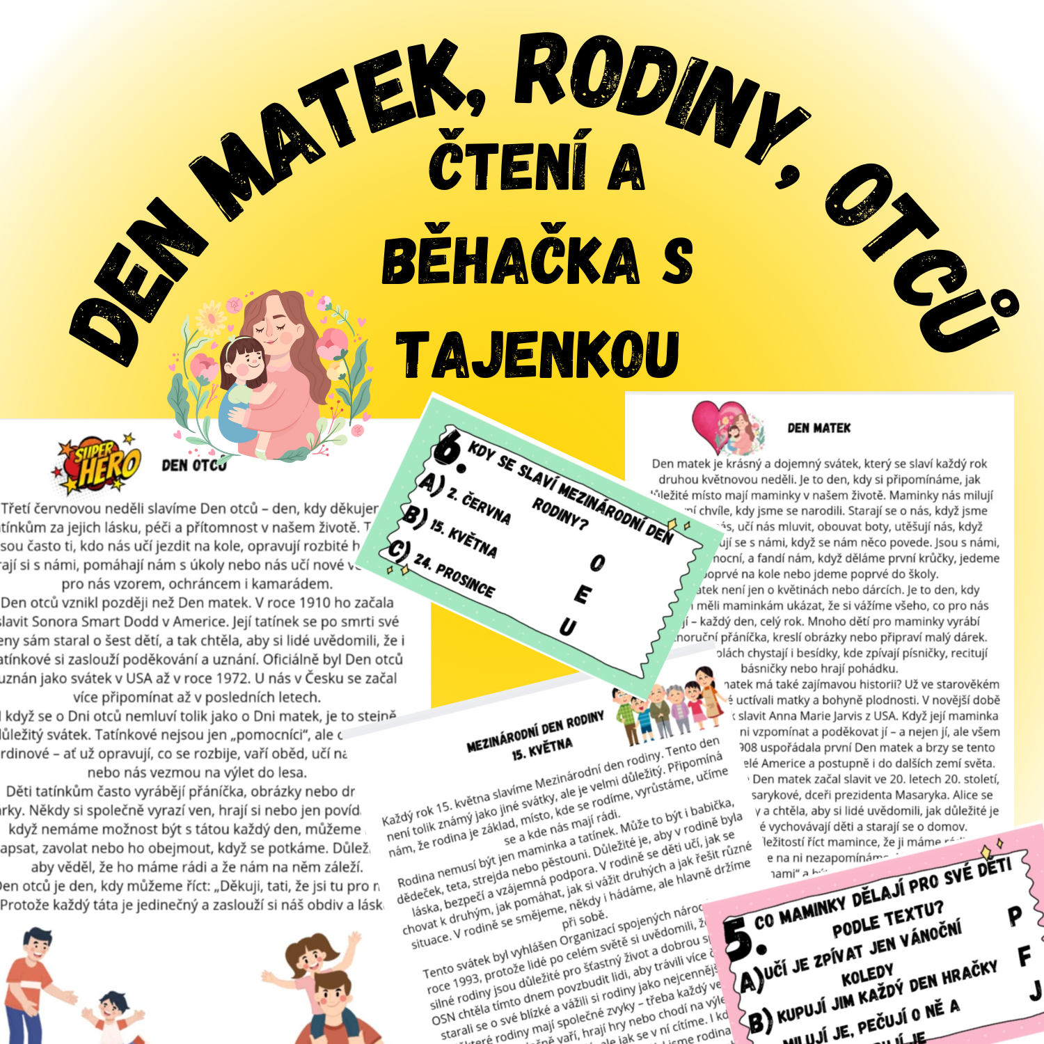 Den matek, rodiny a otců - čtení ke každému dni a společná běhačka s tajenkou - Český jazyk ...